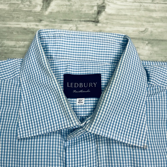 LEDBURY | Shirts | Ledbury Blue White Gingham Check Dress Shirt 65 3233 ...